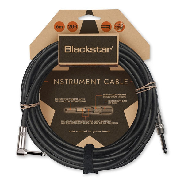 Blackstar Instrument Cable 6m Straight to Angle | Guitar Crazy